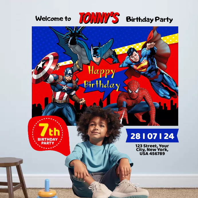 Copy of Superhero, Birthday | PosterMyWall