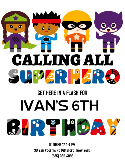 SUPERHERO birthday Template | PosterMyWall
