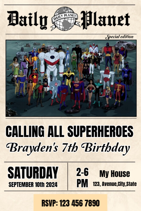 Superhero birthday invitation Template | PosterMyWall