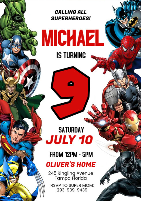 superhero birthday invitation Template | PosterMyWall
