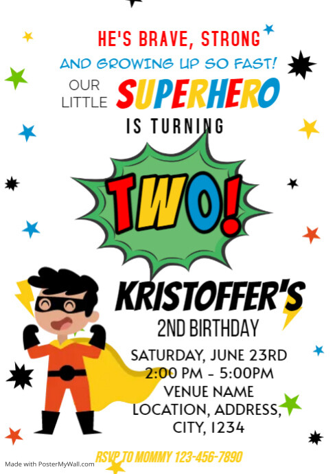Superhero Birthday Invitation Template Design | PosterMyWall