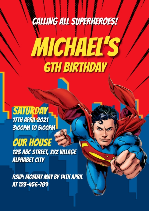 Superman Birthday Invitation Template | PosterMyWall
