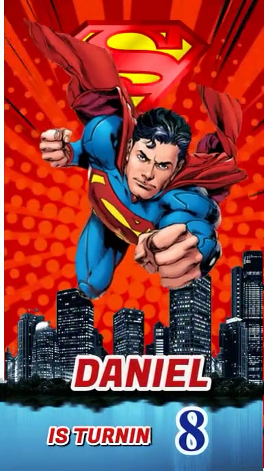 SUPERMAN BIRTHDAY VIDEO INVITATION Template | PosterMyWall