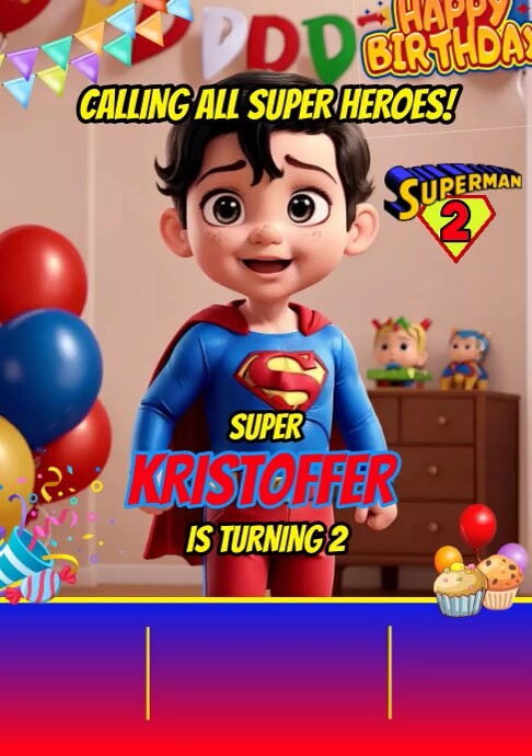 Superman Boy Birthday Video Invitation Template | PosterMyWall