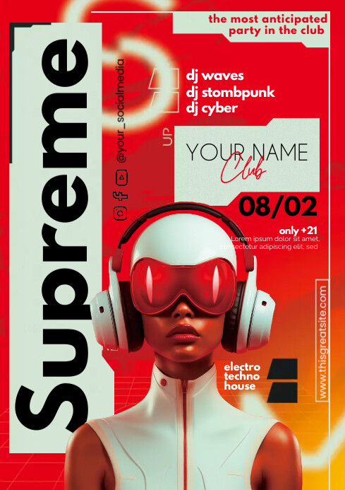 Supreme Party Red Design Template | PosterMyWall