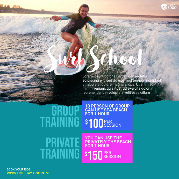 Surfing School Offer Post Template | PosterMyWall