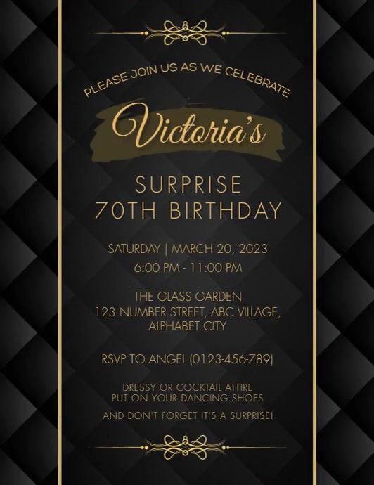 Surprise 70th Birthday Invitation Template Surprise 70th Birthday