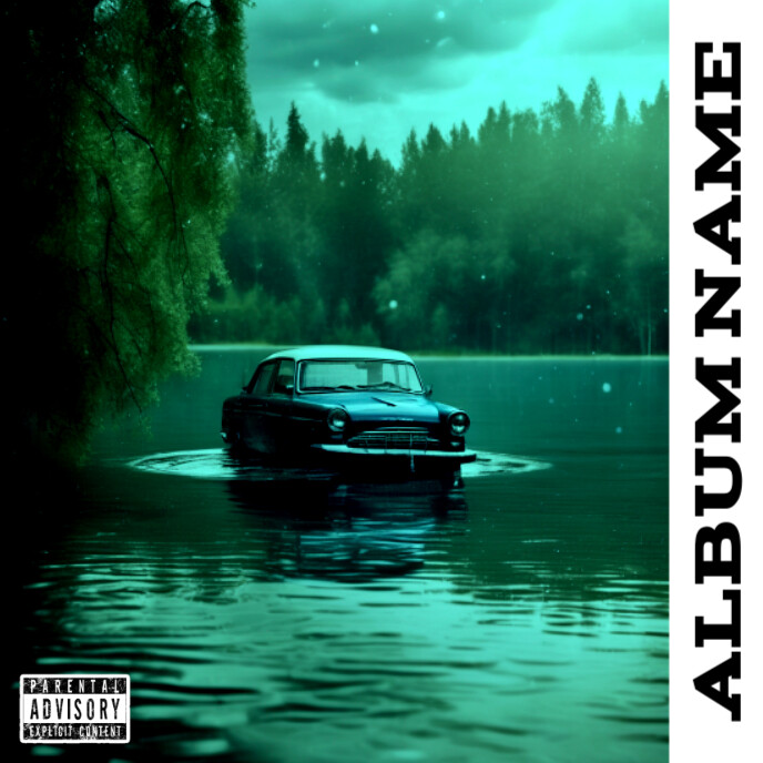 Surreal car in a lake album cover template | PosterMyWall