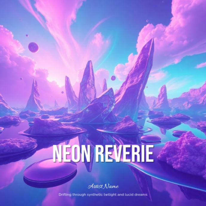 Surreal neon ambient album cover art digital landscape crystalline ...