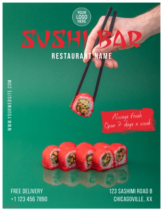 Sushi Bar Restaurant Flyer Template | PosterMyWall