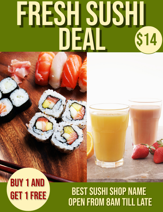 sushi deal Template | PosterMyWall