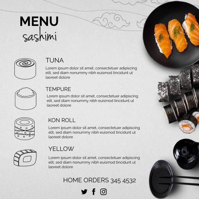 Sushi instagram post Template | PosterMyWall