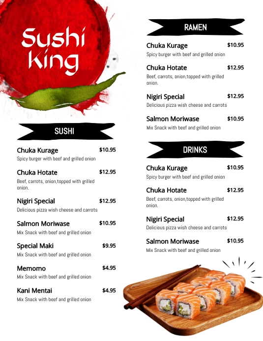 Copy of Sushi Menu | PosterMyWall