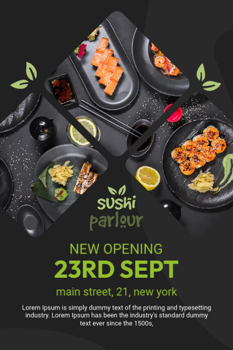 Sushi New Opening Template | PosterMyWall