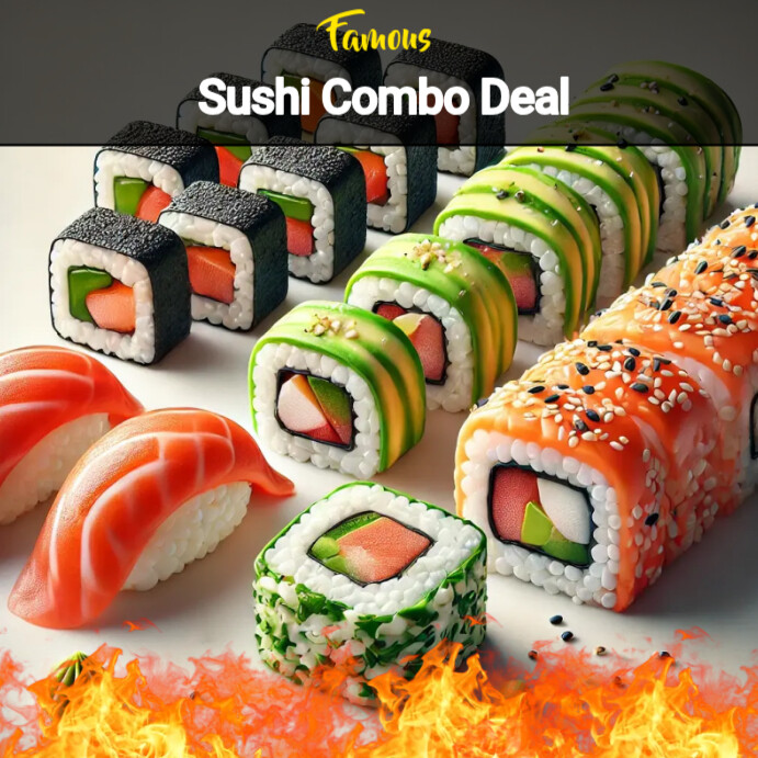 Sushi Nigiri, California Roll, and Spicy Tuna Roll Template | PosterMyWall