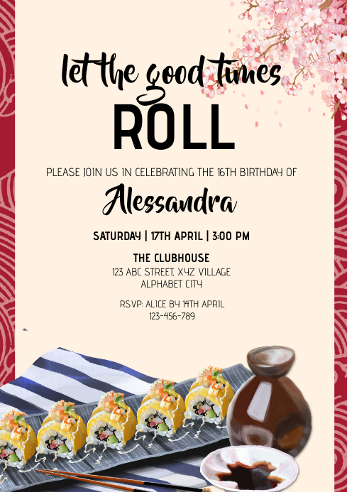 Sushi Party Invitation Template | PosterMyWall
