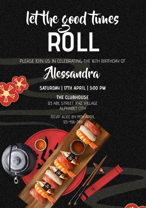 Copy of Sushi Party Invitation | PosterMyWall