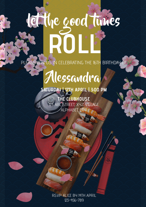 Sushi Party Invitation Template | PosterMyWall