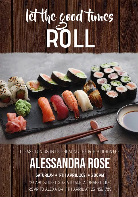 Sushi Party Invitation Template | PosterMyWall