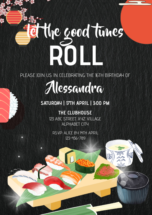 Sushi Party Invitation Template | PosterMyWall