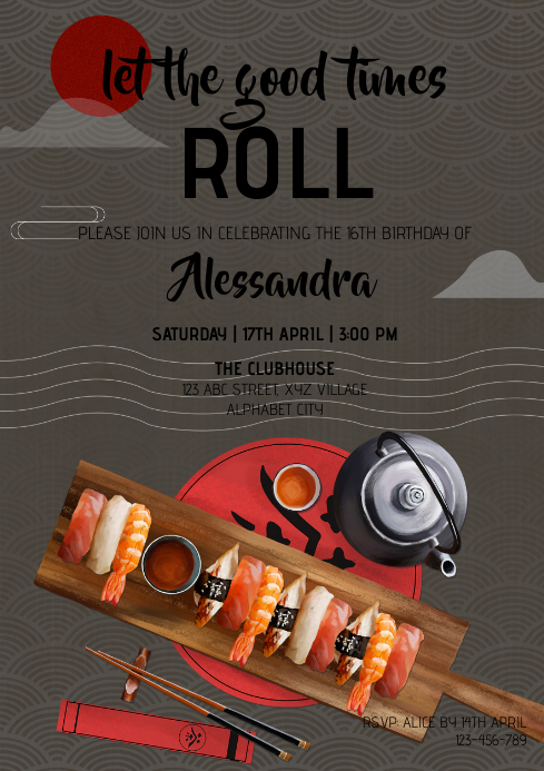 Sushi Party Invitation Template | PosterMyWall
