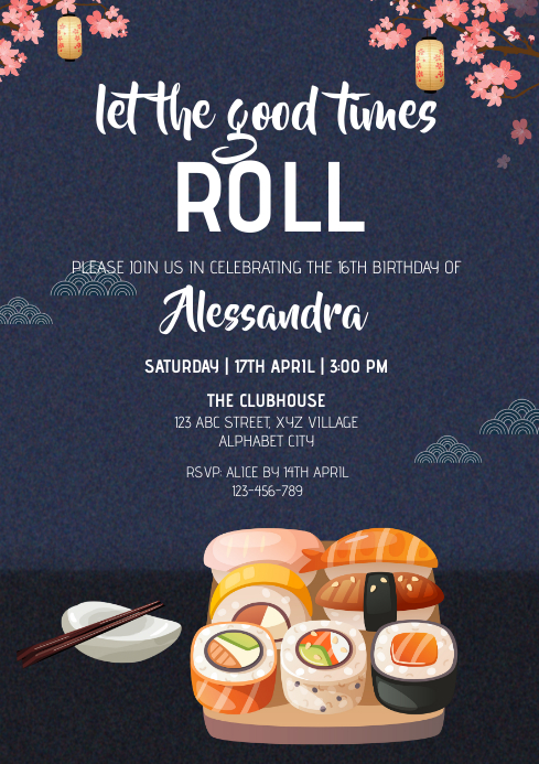 Sushi Party Invitation Template | PosterMyWall