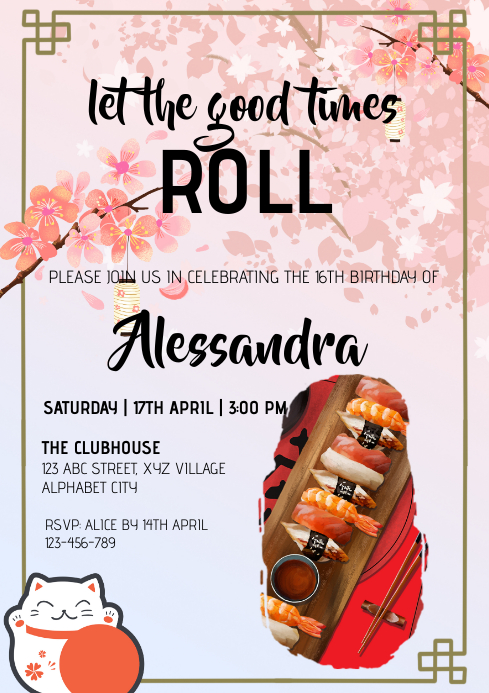 Sushi Party Invitation Template | PosterMyWall