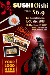 pan asian cuisine ads, sushi bar flyer templa Template | PosterMyWall