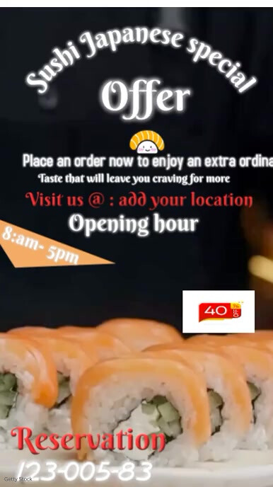 Sushi special offer video template | PosterMyWall