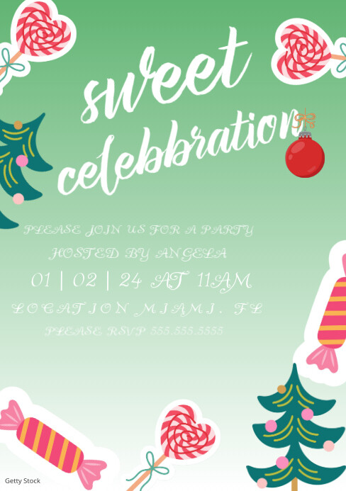 Sweet Celebration Candy Christmas Land Invitation Template | PosterMyWall