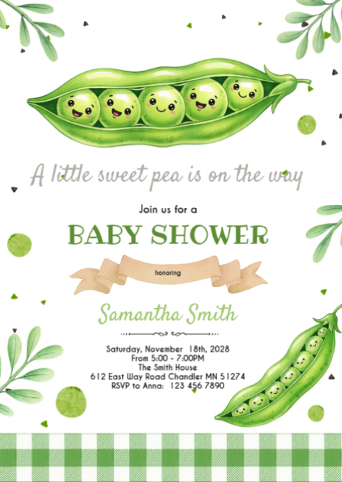 Sweet Pea party invitation Template | PosterMyWall