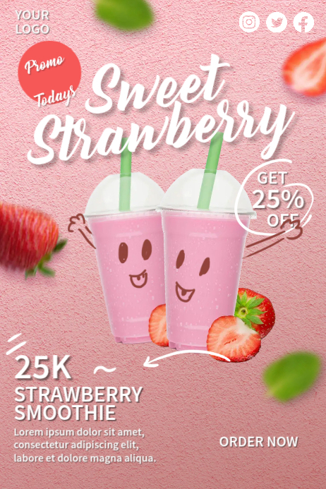 Sweet Strawberry Ads Template | PosterMyWall