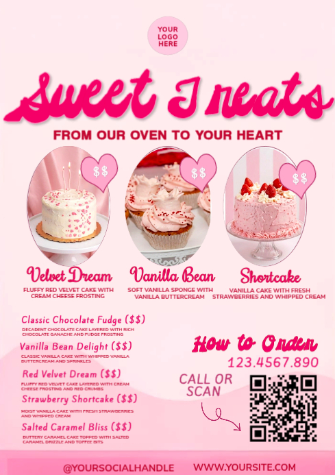 Sweet Treats Dessert Menu Flyer - Bakery & Cake Order Template ...