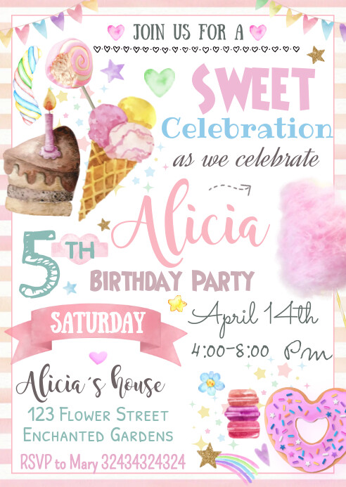 Sweets Candy Invitation Template | PosterMyWall