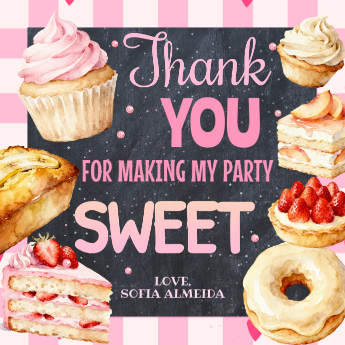 Sweets Candy Thank You Favor Tags Modelo | PosterMyWall