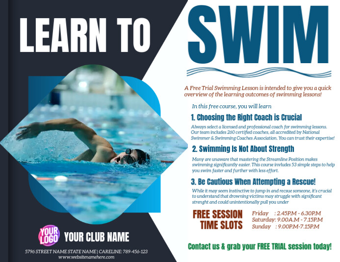 Swimming Class Ad Flyer Template | PosterMyWall