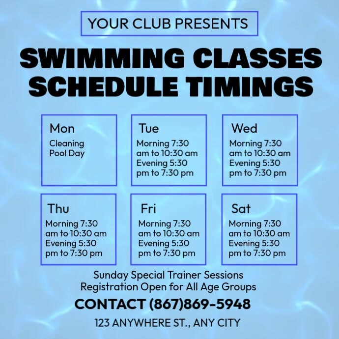 Swimming Class Schedule Template | PosterMyWall