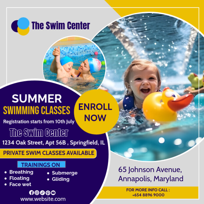 Swimming classes ads Template | PosterMyWall