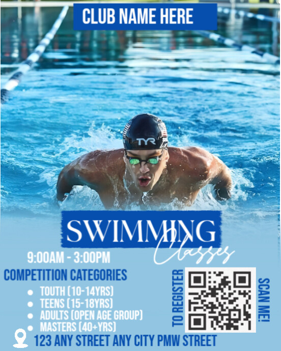 Swimming classes flyer Templat | PosterMyWall