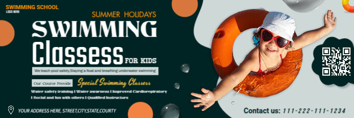 Copy of Swimming classes for kids banner design templates | PosterMyWall