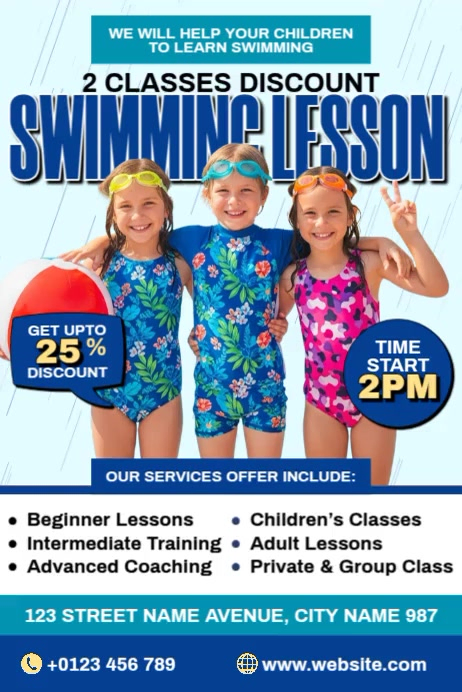Swimming Lesson Template | PosterMyWall