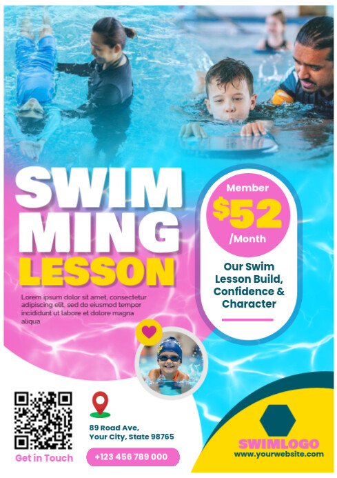 Swimming Lesson Flyer Template | PosterMyWall