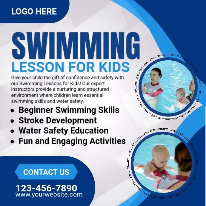 Swimming Lesson For Kids Template | PosterMyWall