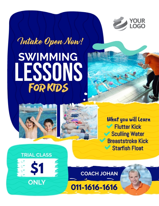 Swimming Lesson for Kids Flyer | PosterMyWall