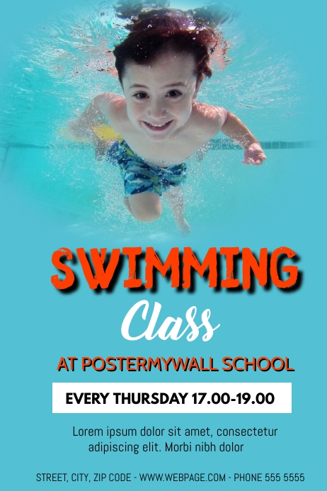 Swimming lessons flyer template | PosterMyWall