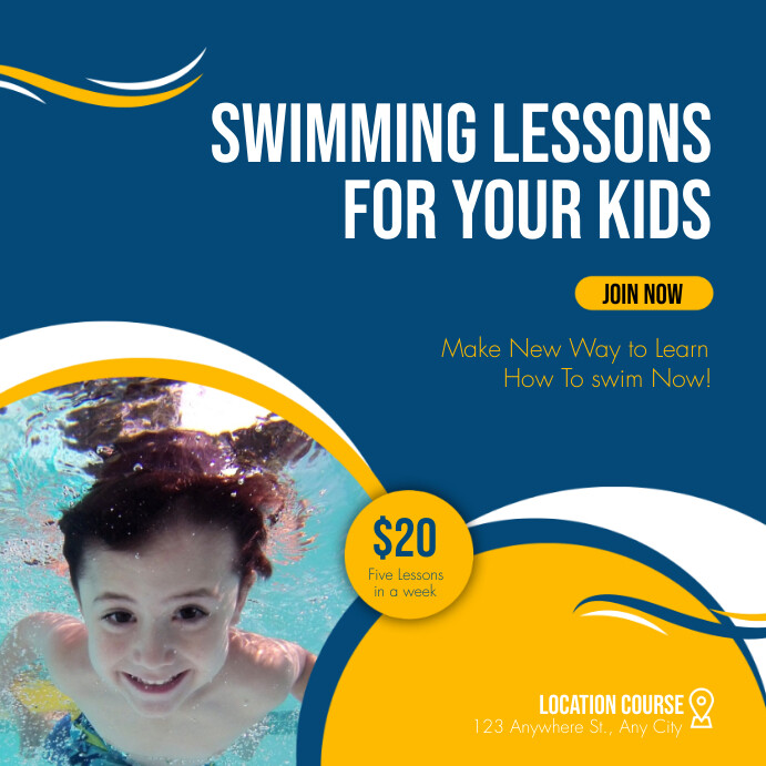 Swimming Lessons For Your Kids Facebook Post Template | PosterMyWall