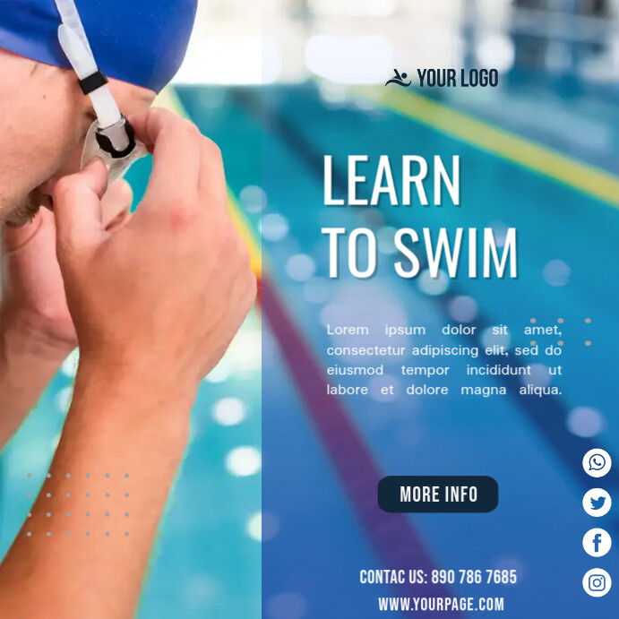 Copy of swimming lessons social media ad , natación | PosterMyWall