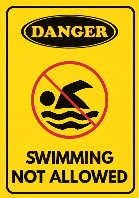 Swimming not allowed A4 signage sign printable template | PosterMyWall