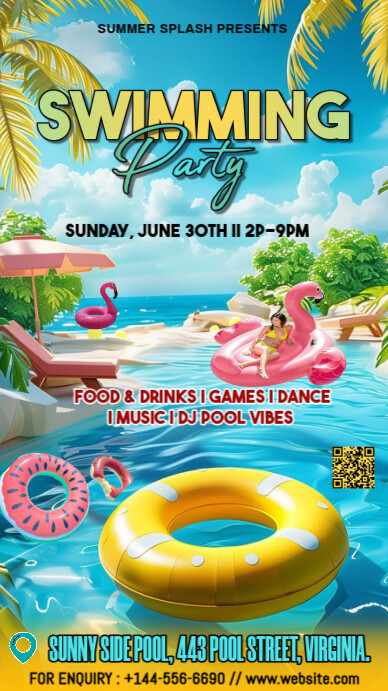 Swimming party Template | PosterMyWall