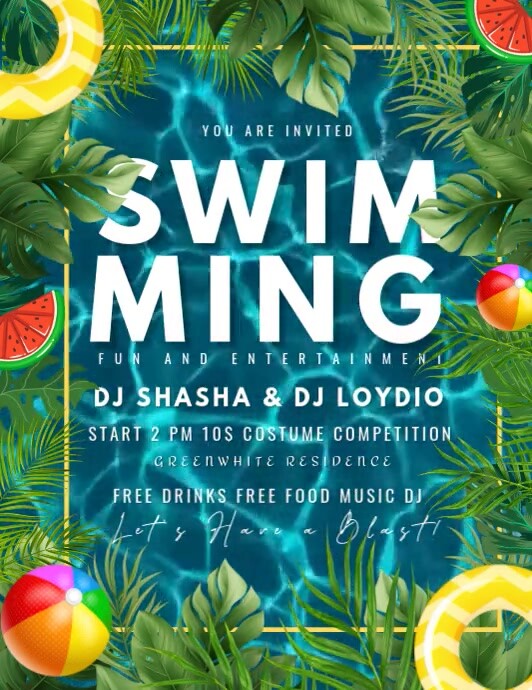 Swimming Party Invitation Templat | PosterMyWall